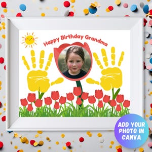 Grandma Handprint Craft, Birthday Photo Handprint Craft, Gift for ...