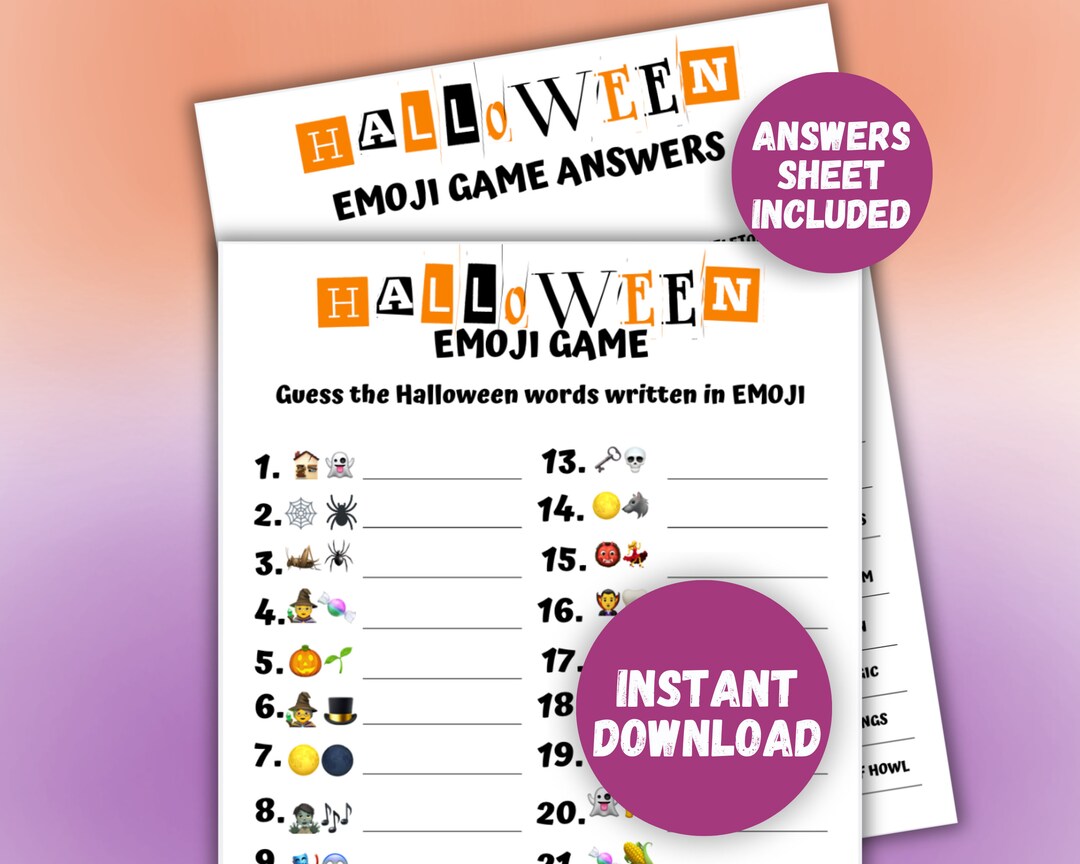 Halloween EMOJI, Halloween Printable Game for Kids and Adults, Fall ...