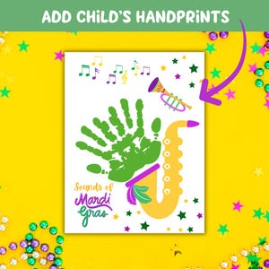 Mardi Gras Handprint Craft, Mardi Gras Handprint Art, Printable ...