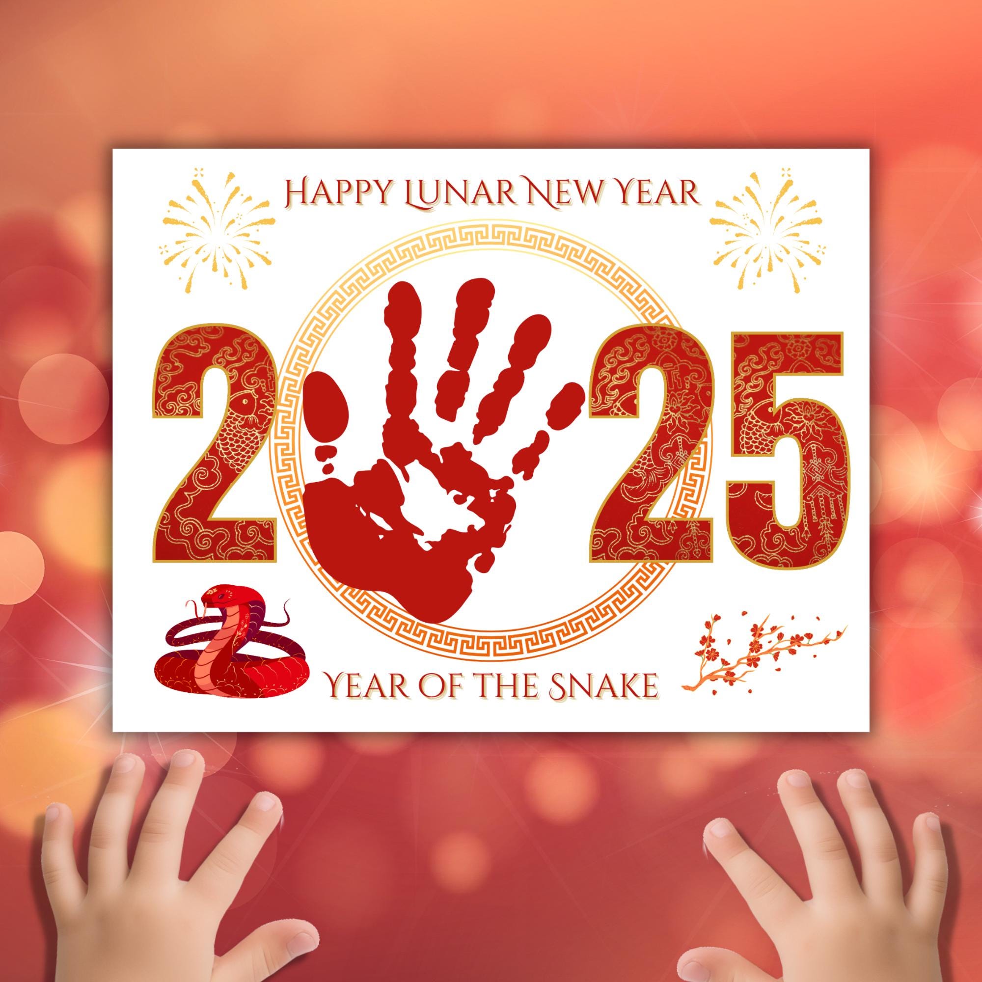 Lunar New Year 2025 Handprint Craft, Year of the Snake Handprint Art ...