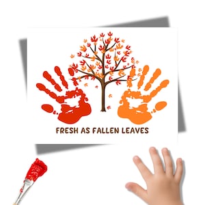 Fall Handprint Art, Handprint Craft, Fallen Leaves Preschool Activity ...