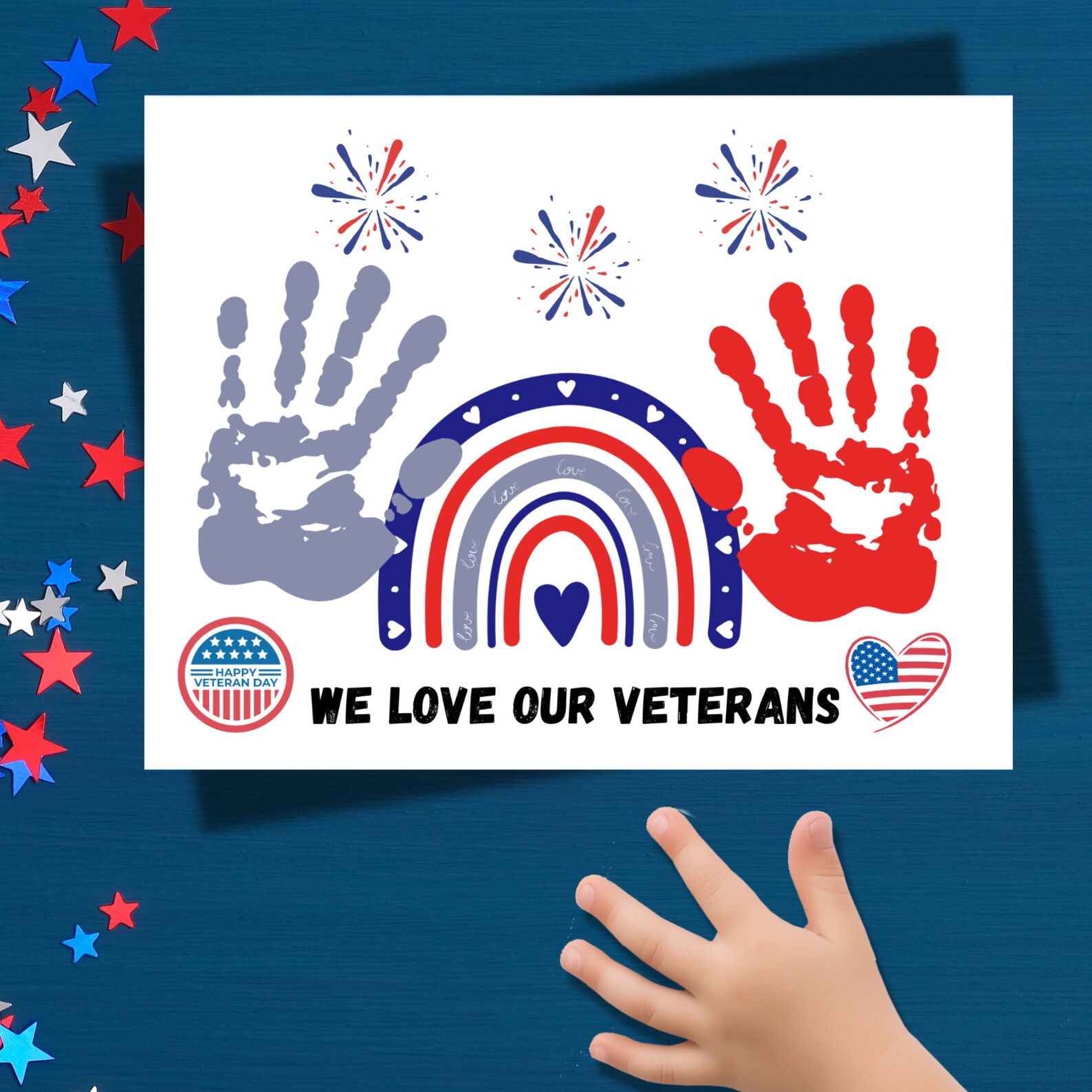 Veterans Day Handprint Art, Veterans Day Handprint Craft, We Love Our ...