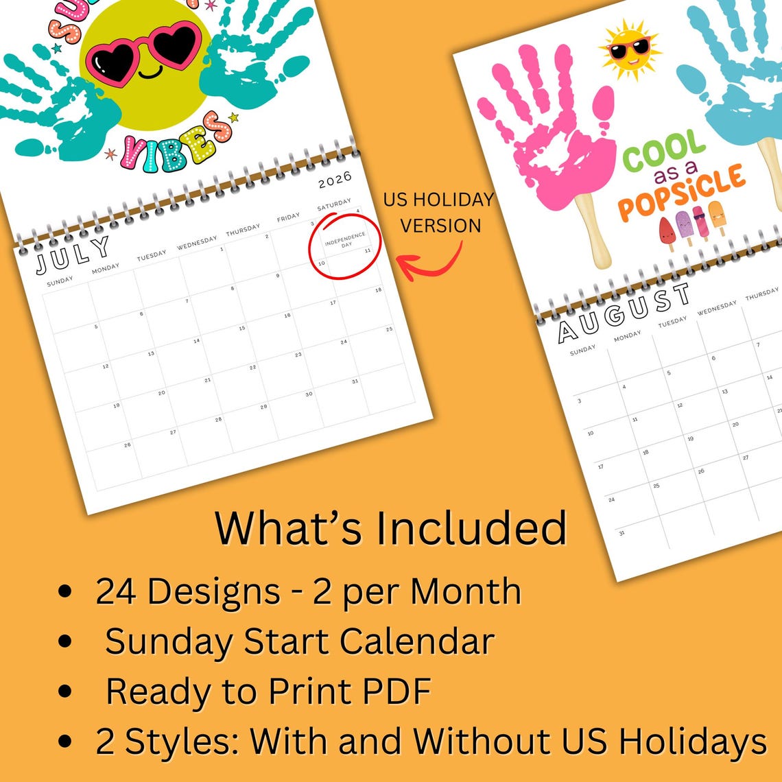 2026 Handprint Calendar, Printable Handprint Christmas DIY Gift ...