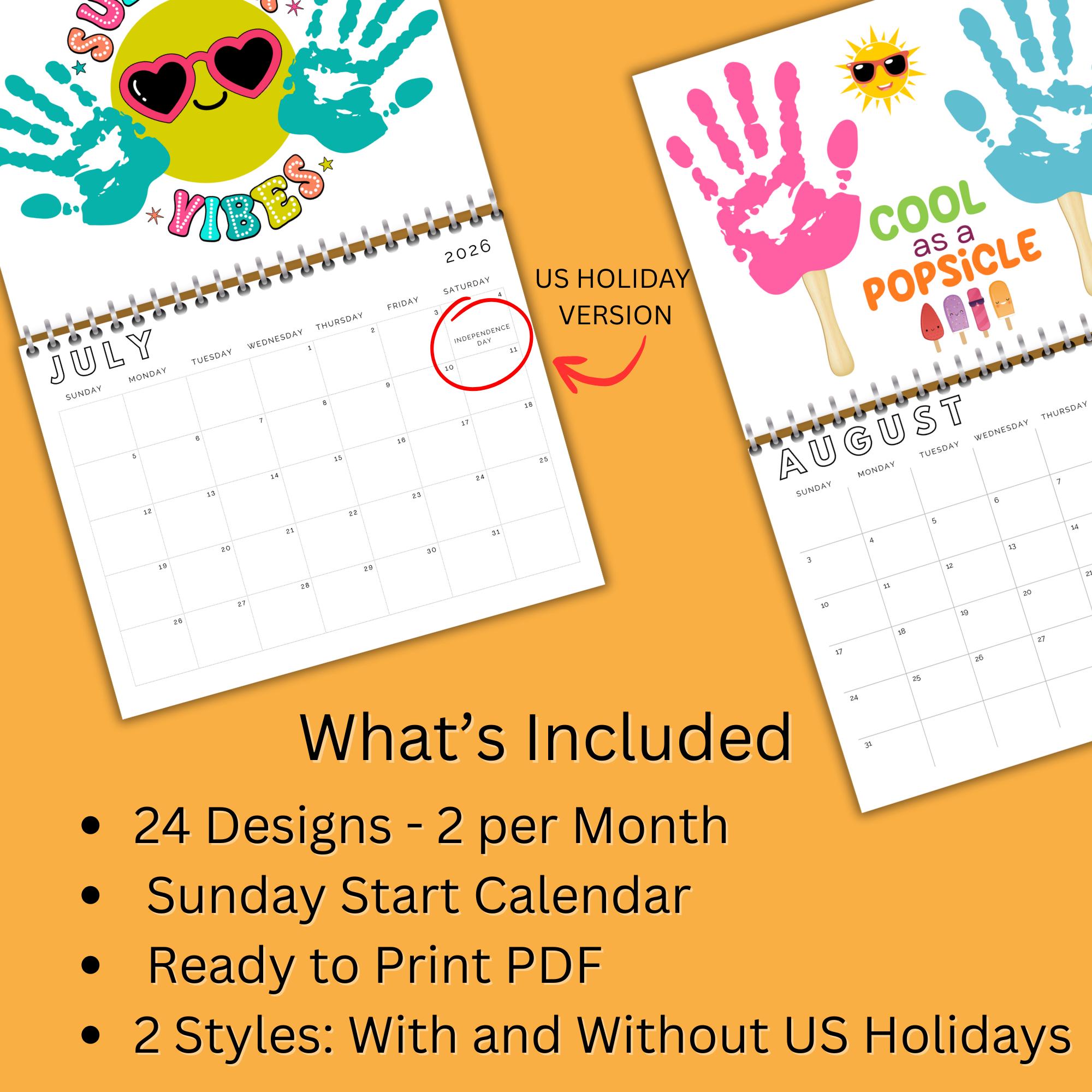 2026 Handprint Calendar, Printable Handprint Christmas DIY Gift ...