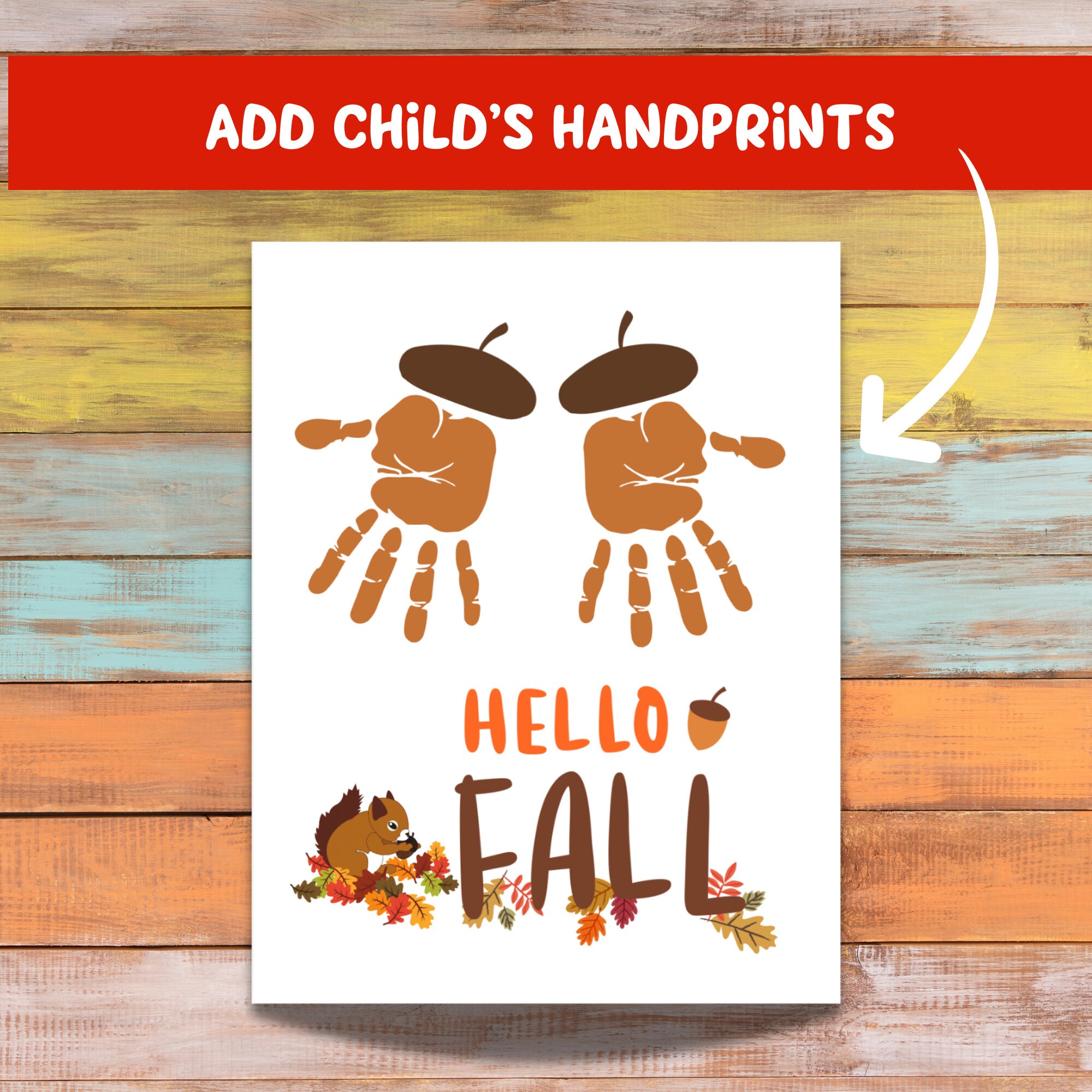 Fall Handprint Art, Acorn Handprint Craft, Preschool Activity for ...