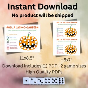 Roll a Jack-o-lantern Game, Printable Game for Kids, Fall Party, Candy ...