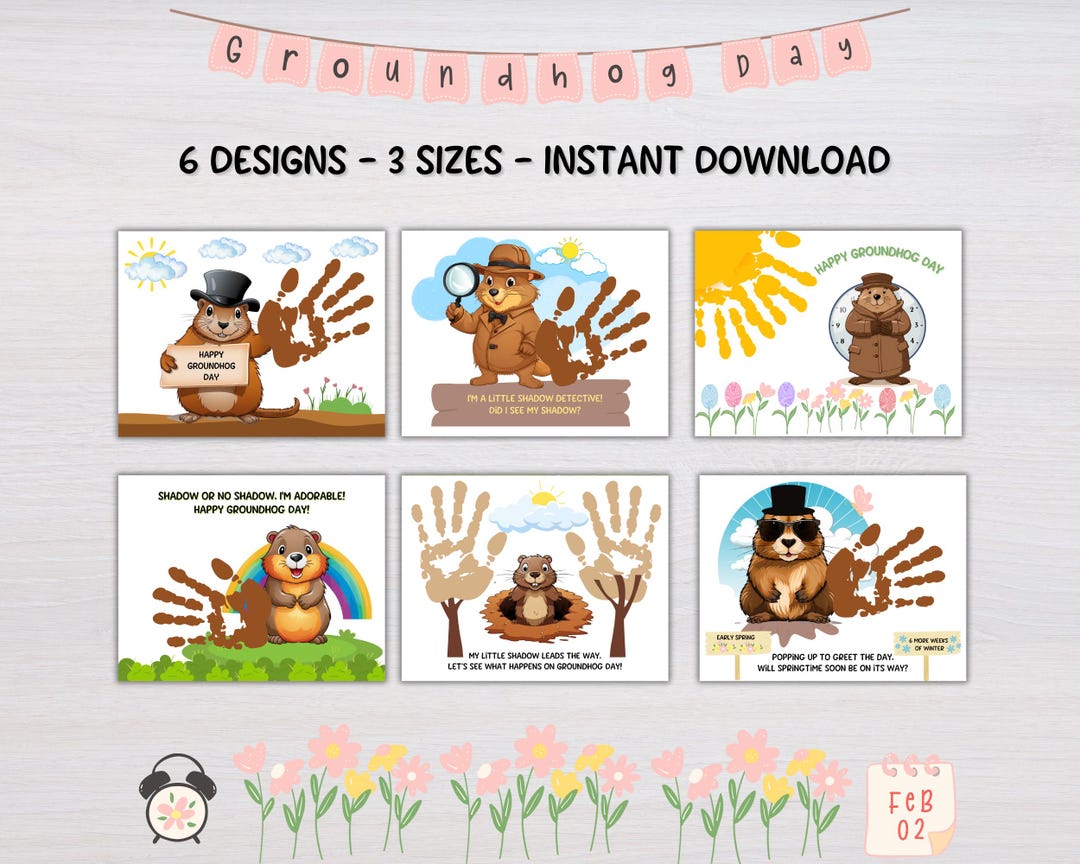 Groundhog Day Handprint Craft Bundle, Handprint Art, Printable ...
