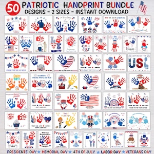 Patriotic Handprint Bundle, Memorial Day, 4th of July, Labor Day ...