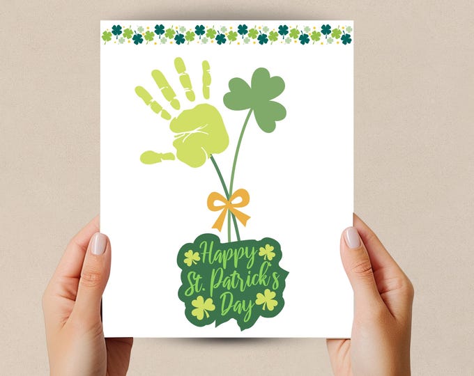 St Patrick's Day Handprint DIY Craft| Cutest Clover Handprint Art| Pre ...