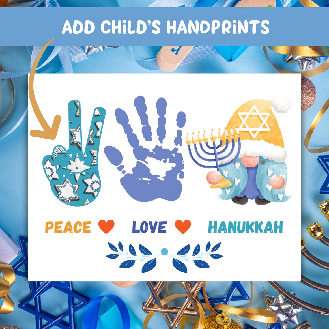 Hanukkah Handprint Craft, Handprint Art, Peace Love Hanukkah, Preschool ...