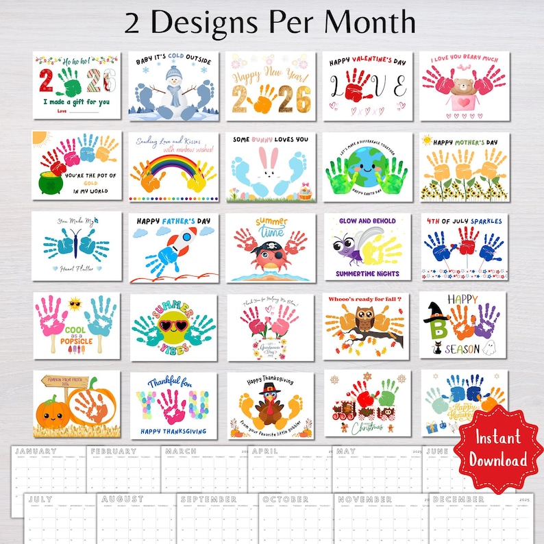 2026 Handprint Calendar, Printable Handprint Christmas DIY Gift ...