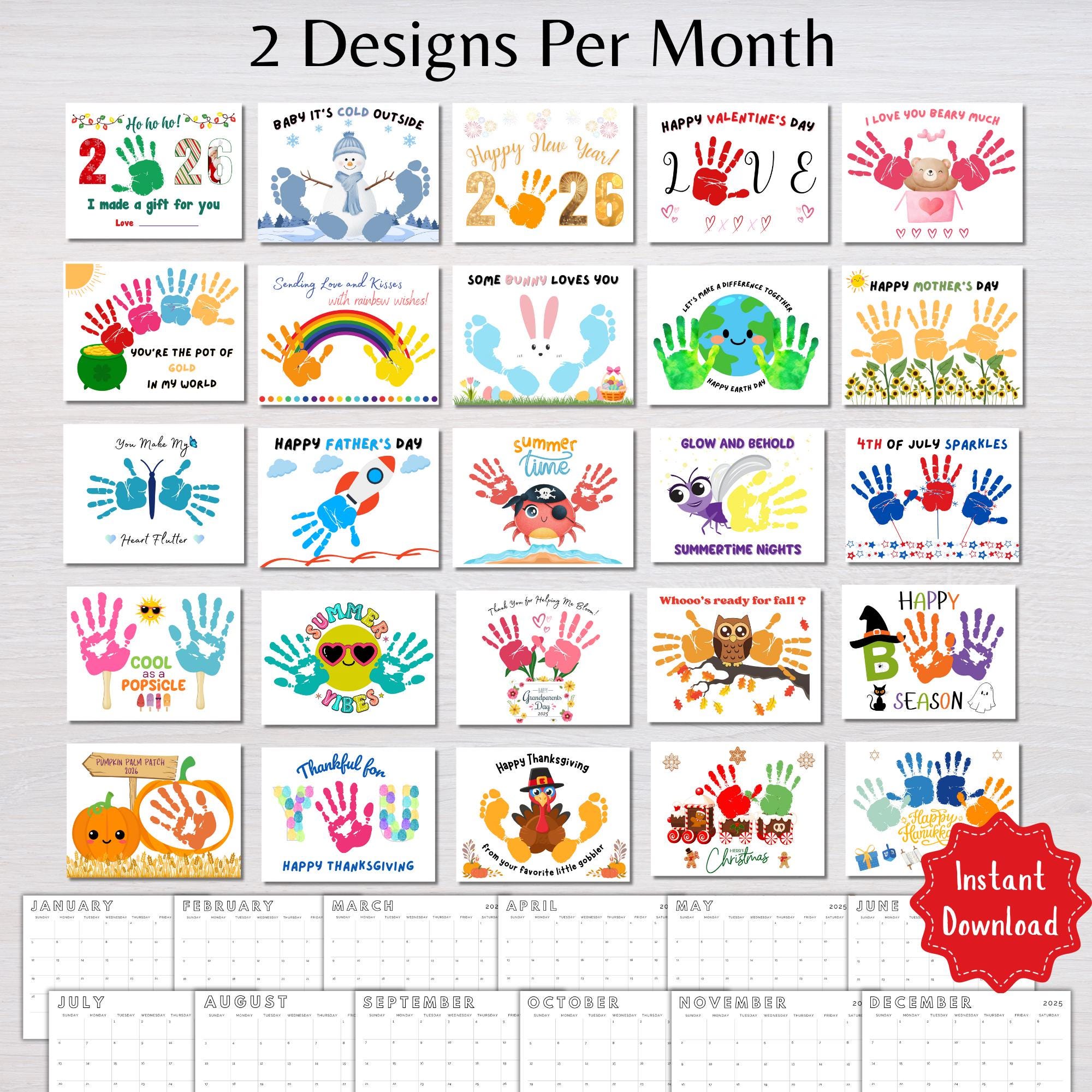 2026 Handprint Calendar, Printable Handprint Christmas DIY Gift ...