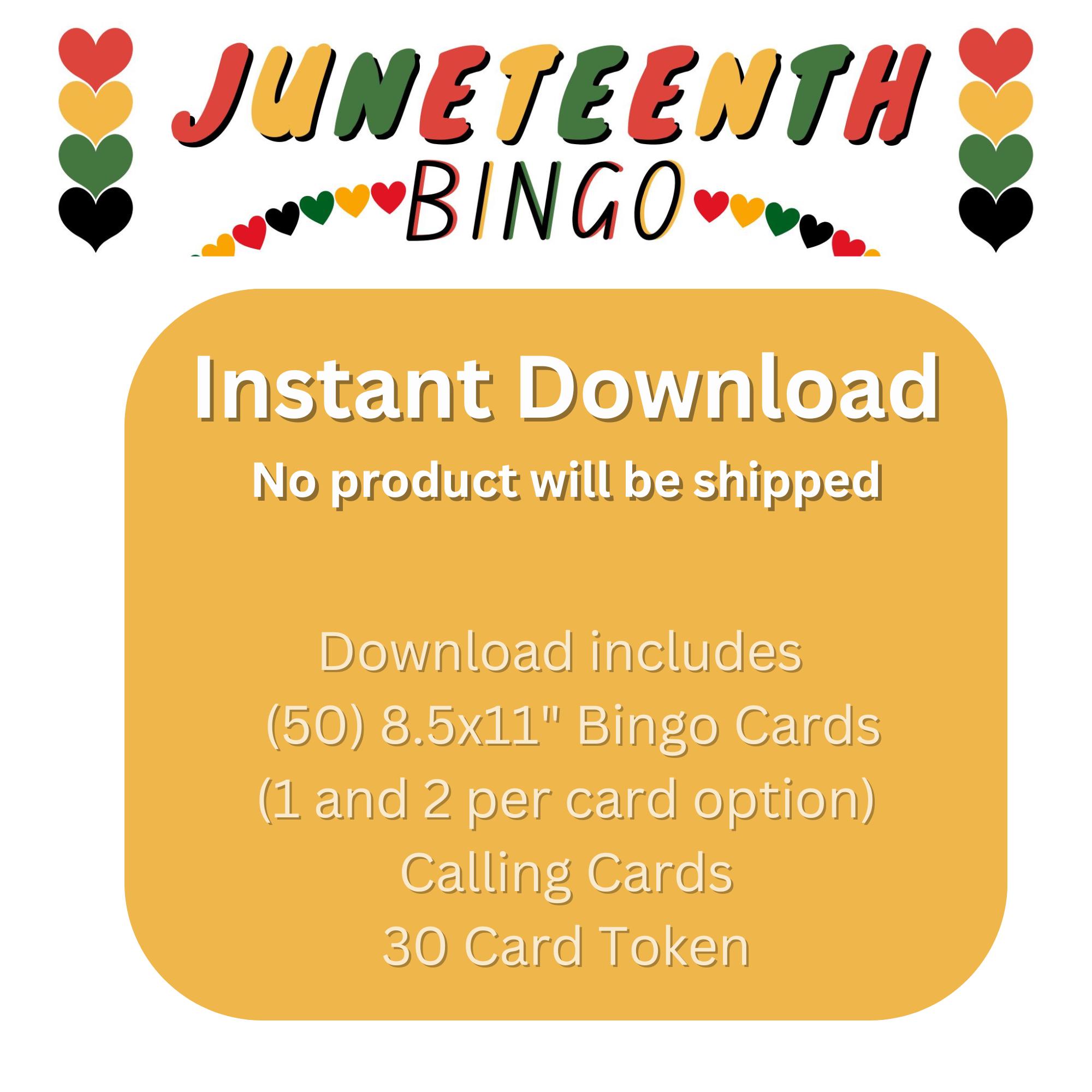 Juneteenth Bingo Game, 50 Printable Bingo Cards, Freedom Day Juneteenth ...