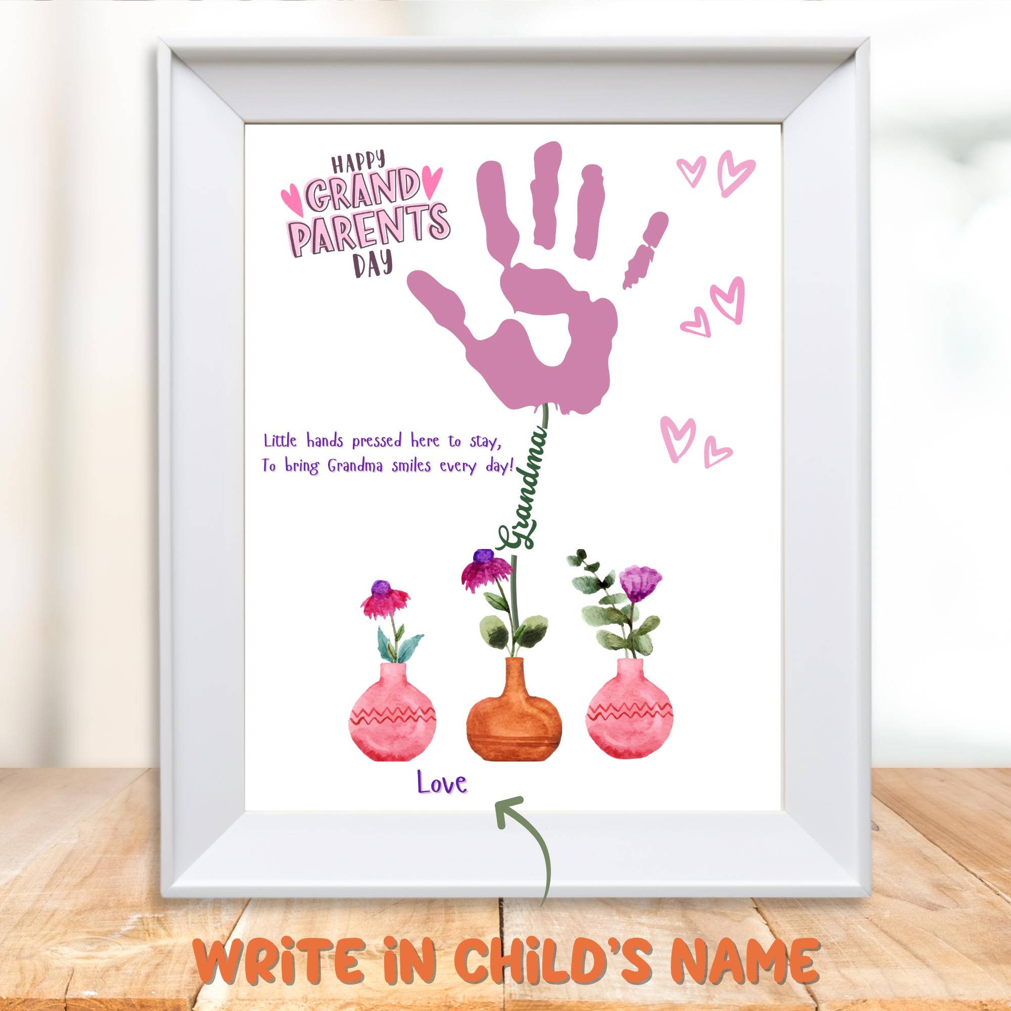 Grandma Handprint Craft, Poem for Grandparent's Day, Flower Handprint ...