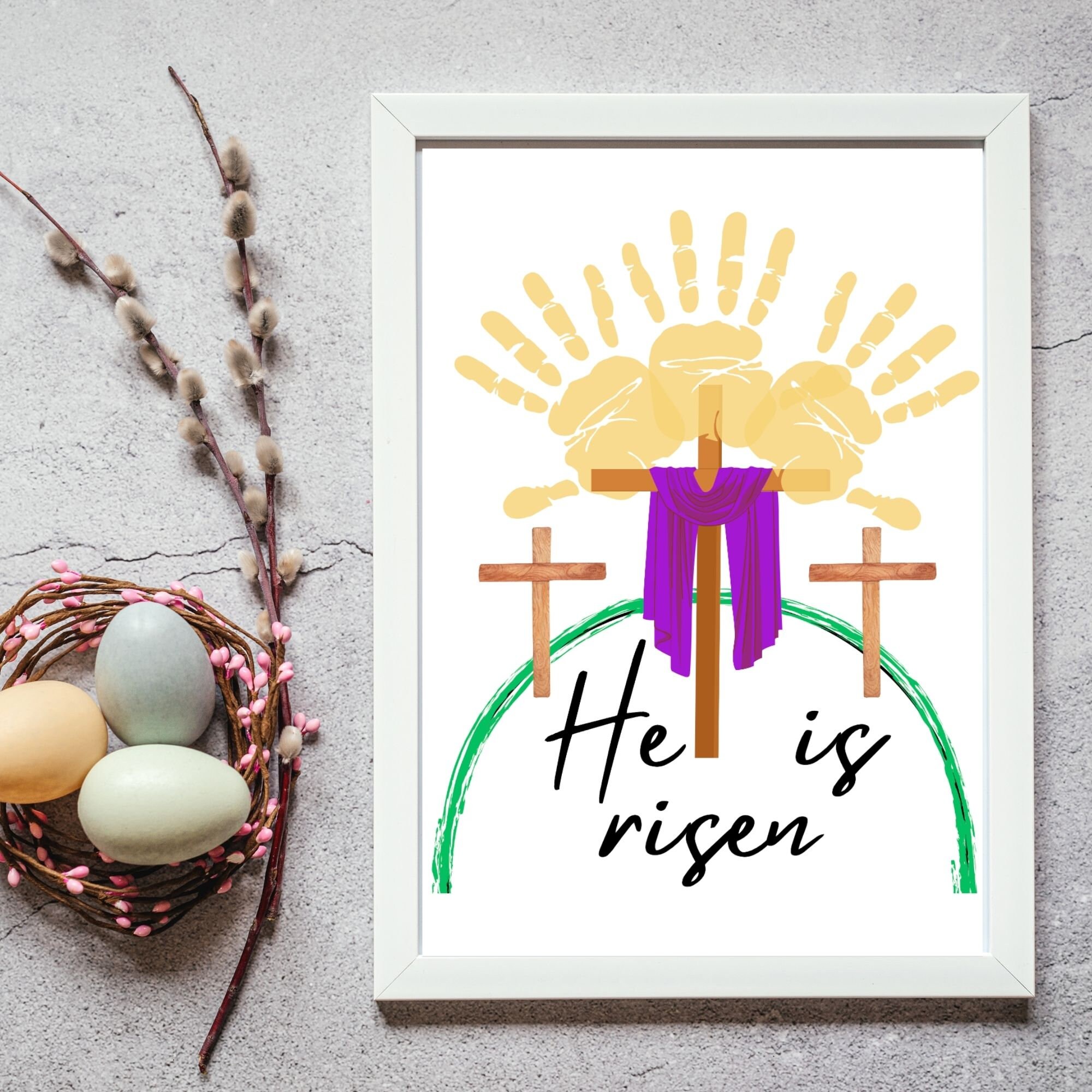 Easter Handprint Art, He Has Risen Craft, Easter Gift Memory Keepsake ...