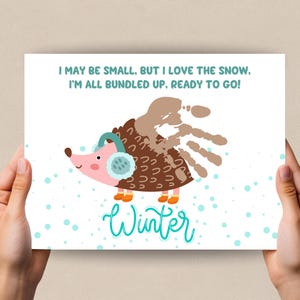 Winter Hedgehog Handprint Craft, Winter Handprint Art, Handprint ...