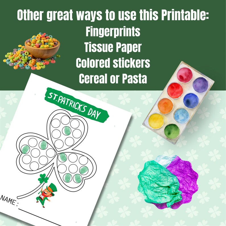 St Patrick's Day Dot Marker Coloring Page for Preschoolers. St Patrick ...