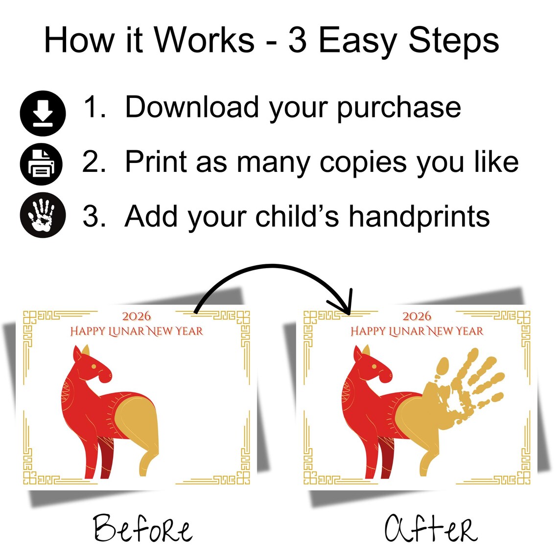 Lunar New Year 2026 Handprint Craft, Year of the Horse Handprint Art ...