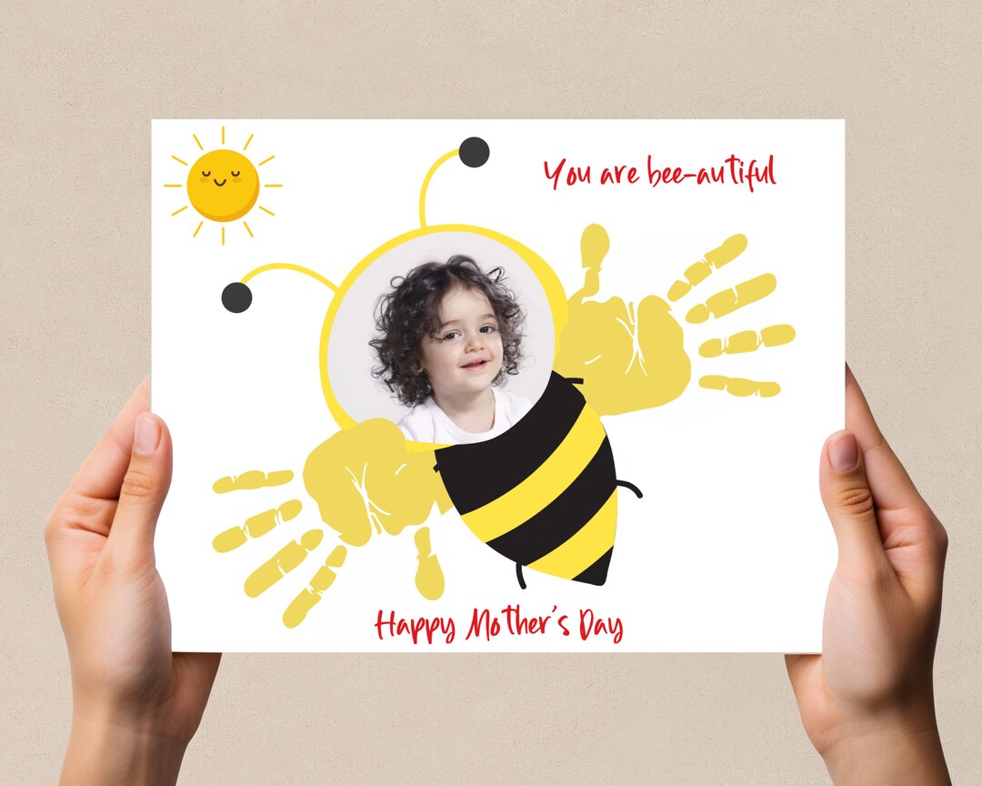 Mother’s Day Gift Handprint Craft, Photo Craft, Handprint Bee Design ...