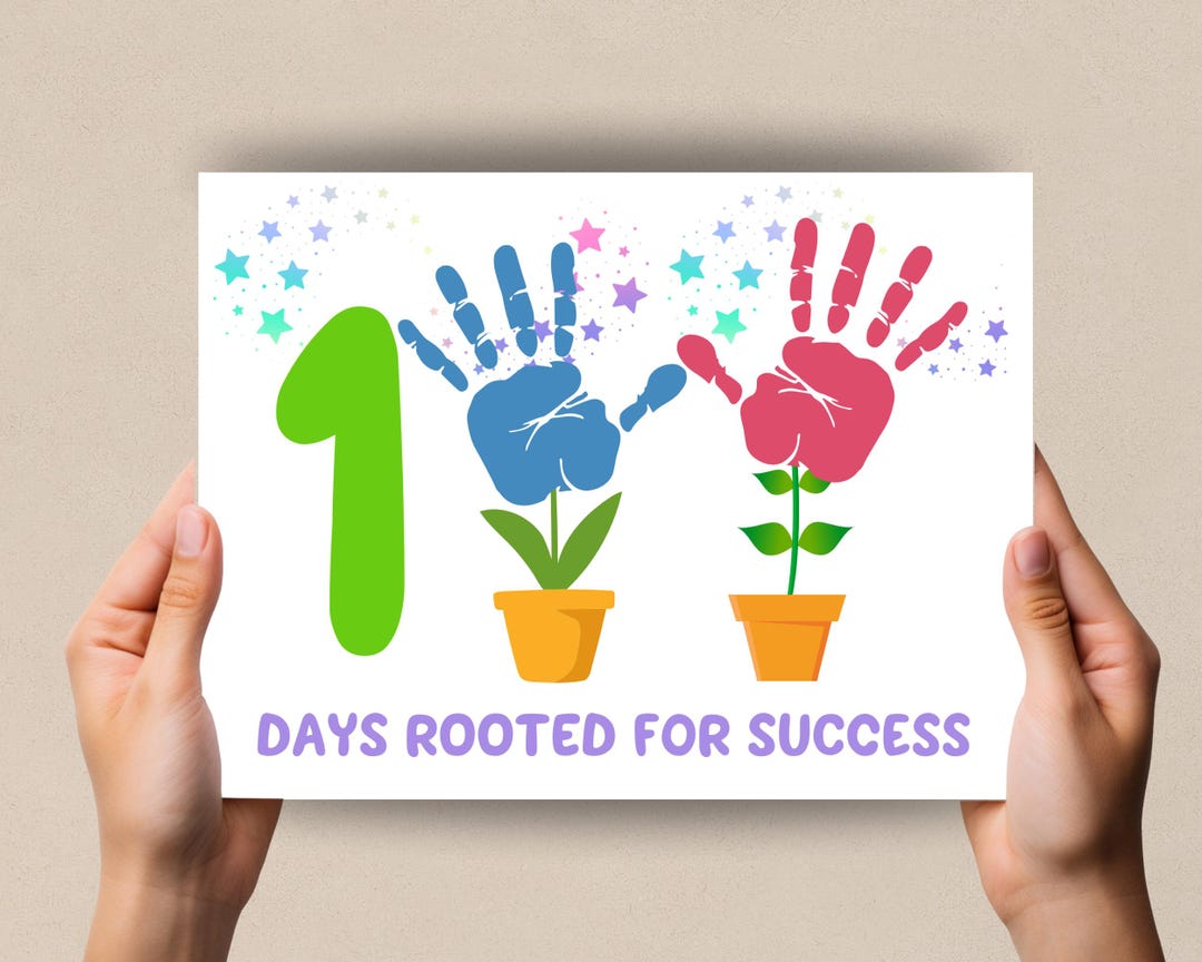100 Days of School Handprint Craft, Handprint Art, Preschool Activity ...