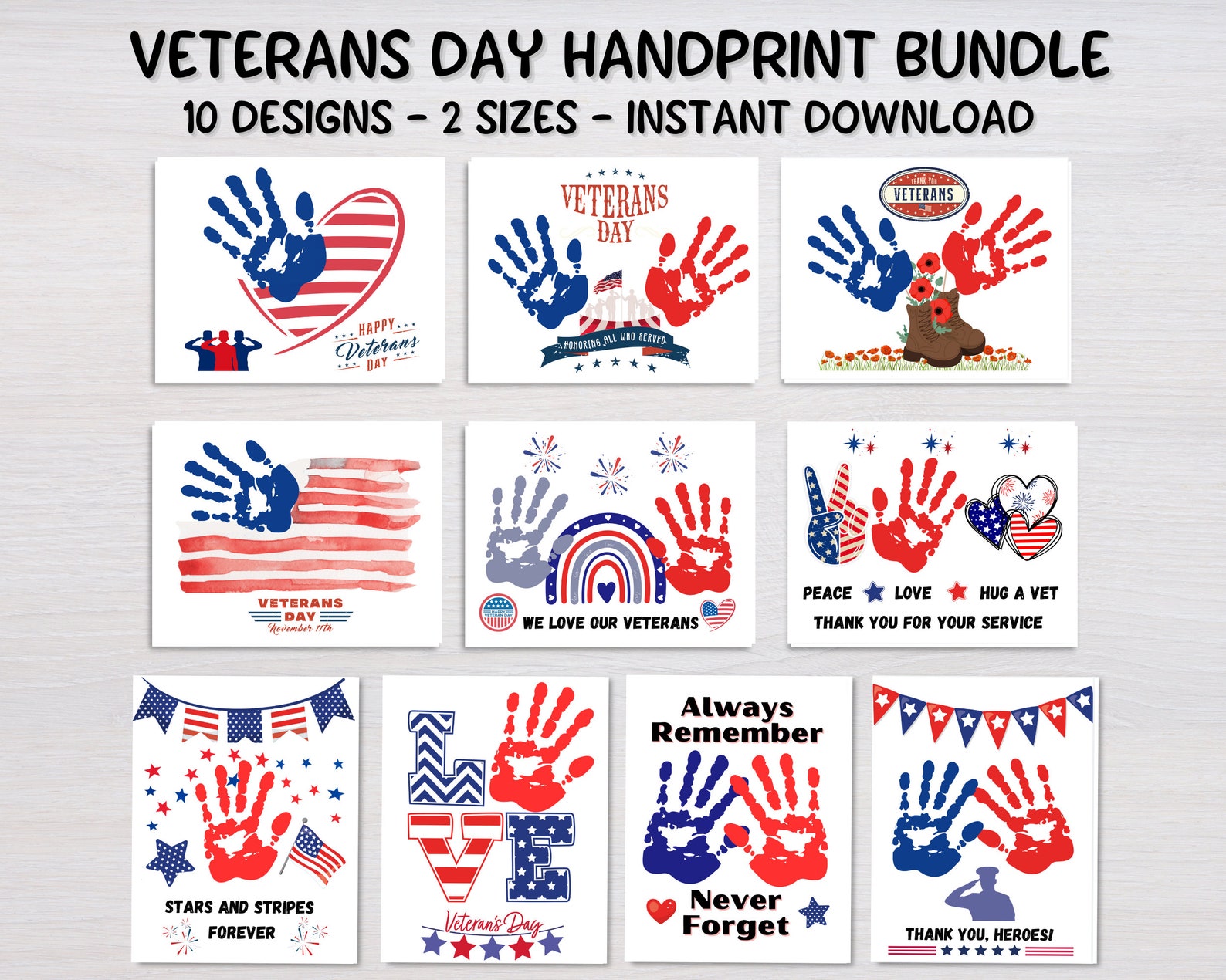 Veterans Day Handprint Art Bundle, Veterans Day Handprint Craft ...