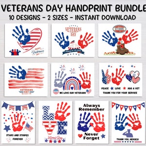Veterans Day Handprint Art Bundle, Veterans Day Handprint Craft ...