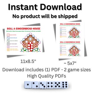 Roll a Gingerbread House Game, Printable Holiday Game, Christmas Party ...