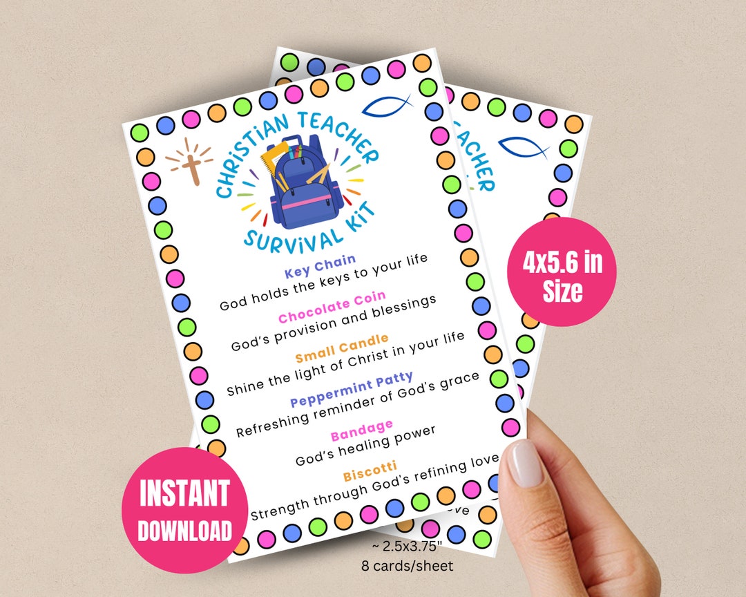 Christian Teacher Survival Kit, Back to School, Sunday School Printable ...