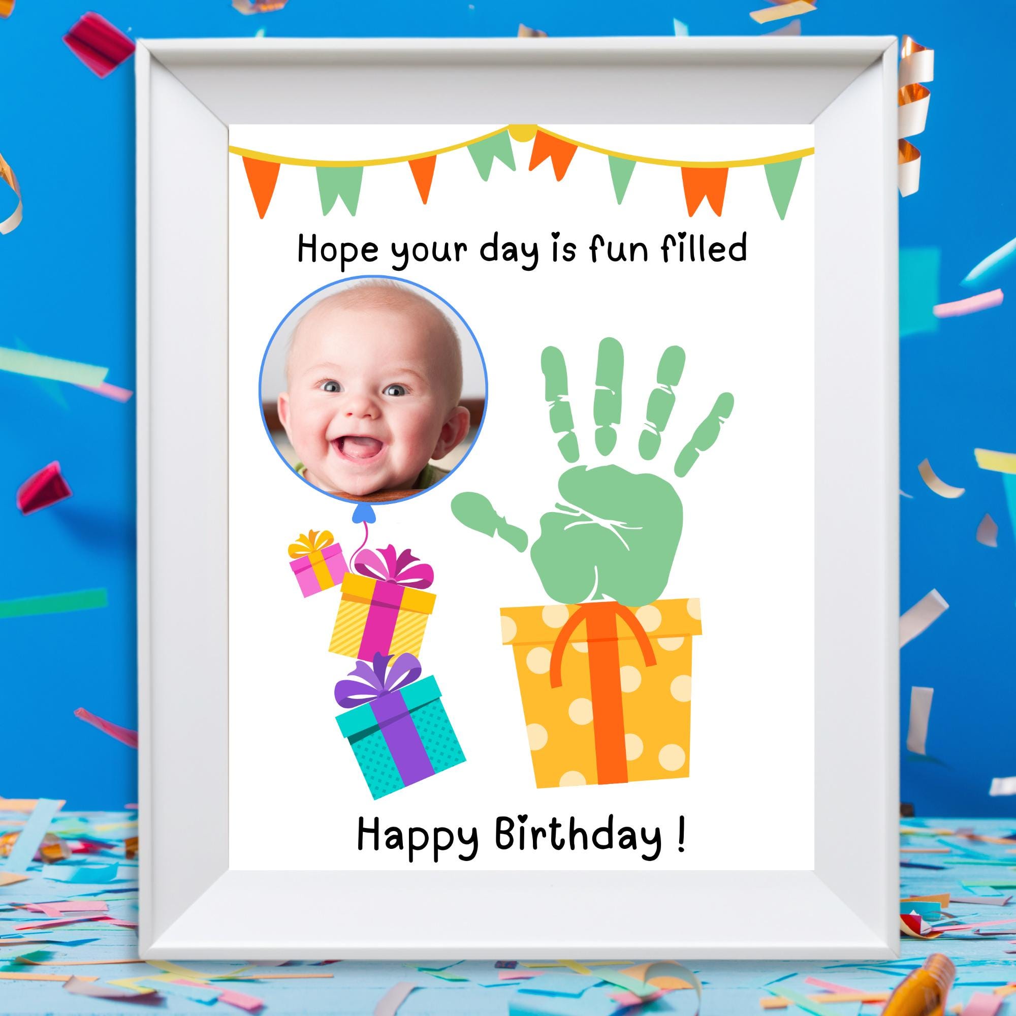 Happy Birthday Handprint Craft, Photo Craft, Preschool Activity ...