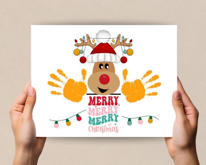 Christmas Handprint Craft, Handprint Art Reindeer Handprint, Christmas ...