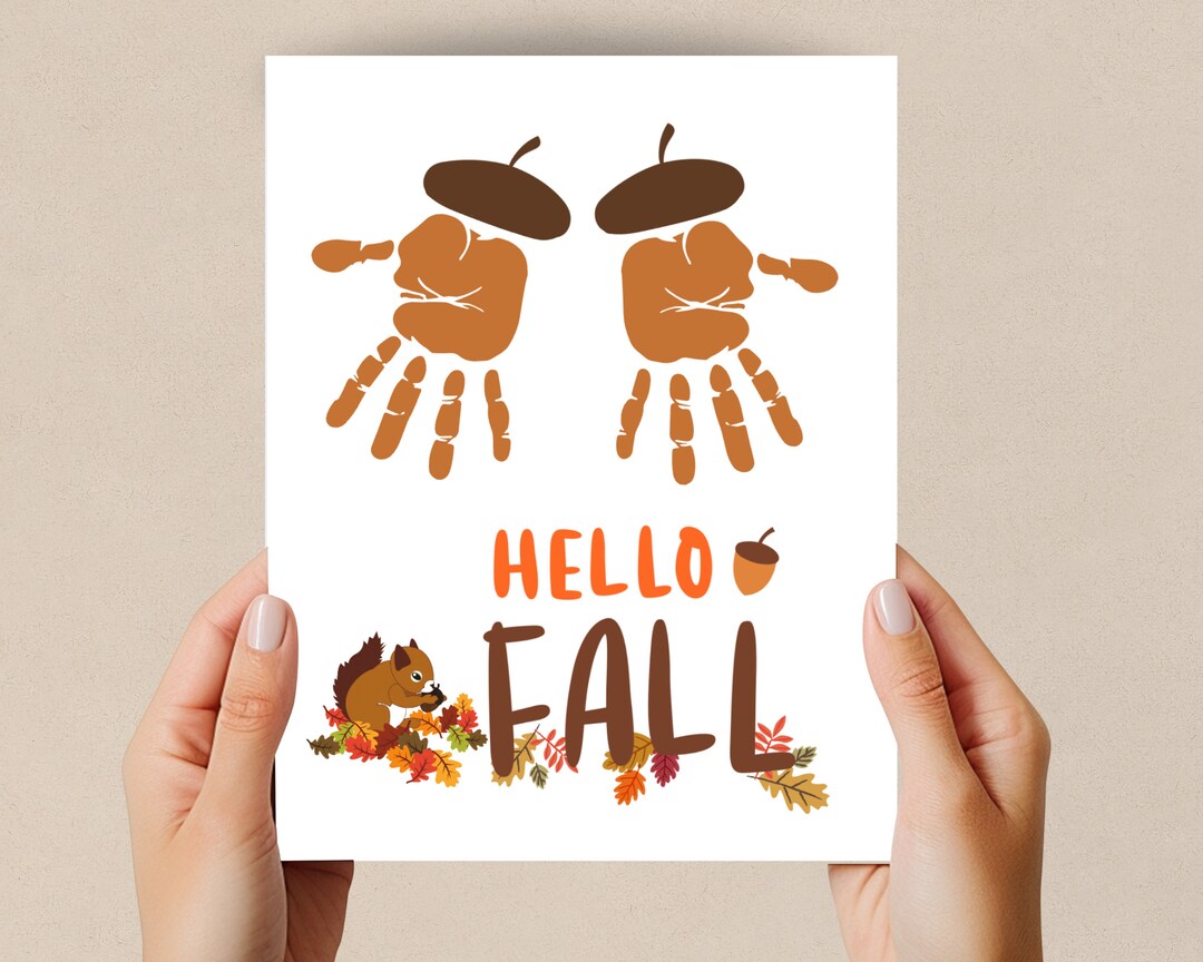 Fall Handprint Art, Acorn Handprint Craft, Preschool Activity for ...