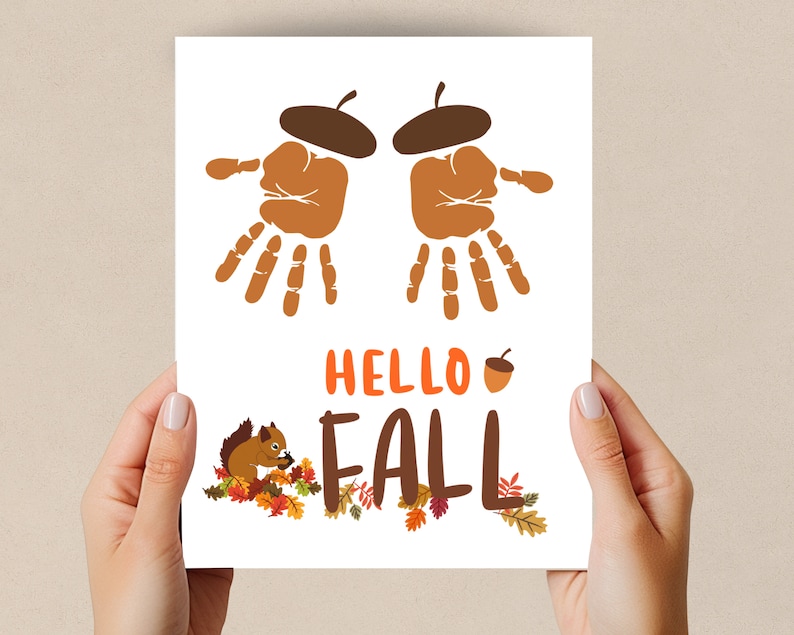 Fall Handprint Art, Acorn Handprint Craft, Preschool Activity for ...