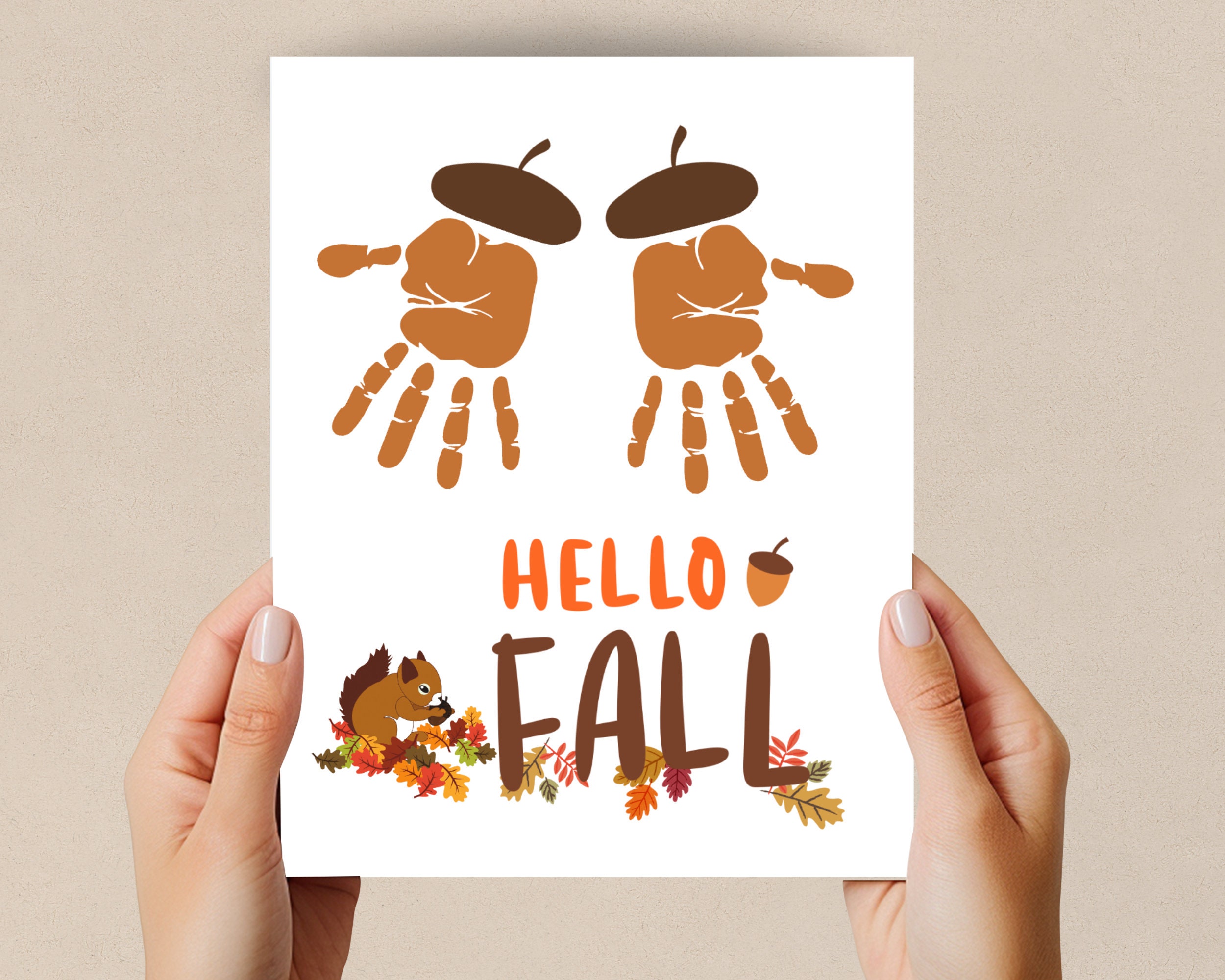 Fall Handprint Art, Acorn Handprint Craft, Preschool Activity for ...
