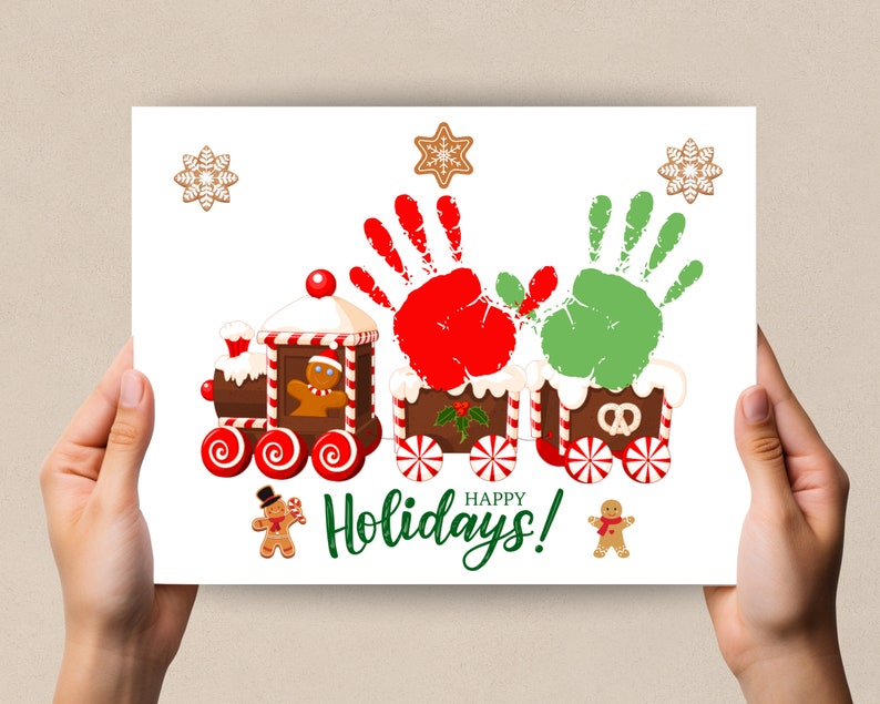 Christmas Handprint Craft, Handprint Art, Train Handprint, Christmas ...