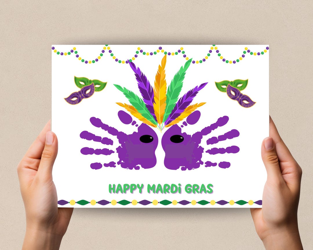 Mardi Gras Handprint Craft, Handprint Art, Printable Activity, Baby and ...