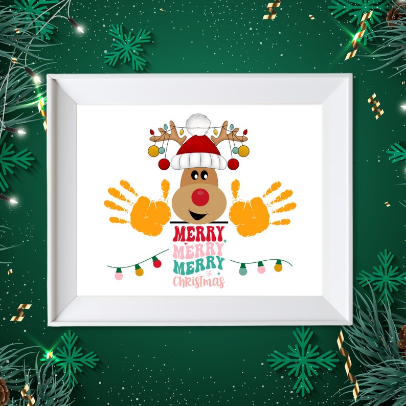 Christmas Handprint Craft, Handprint Art Reindeer Handprint, Christmas ...