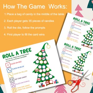 Roll a Tree Game, Printable Holiday Game, Christmas Party, Candy Game ...