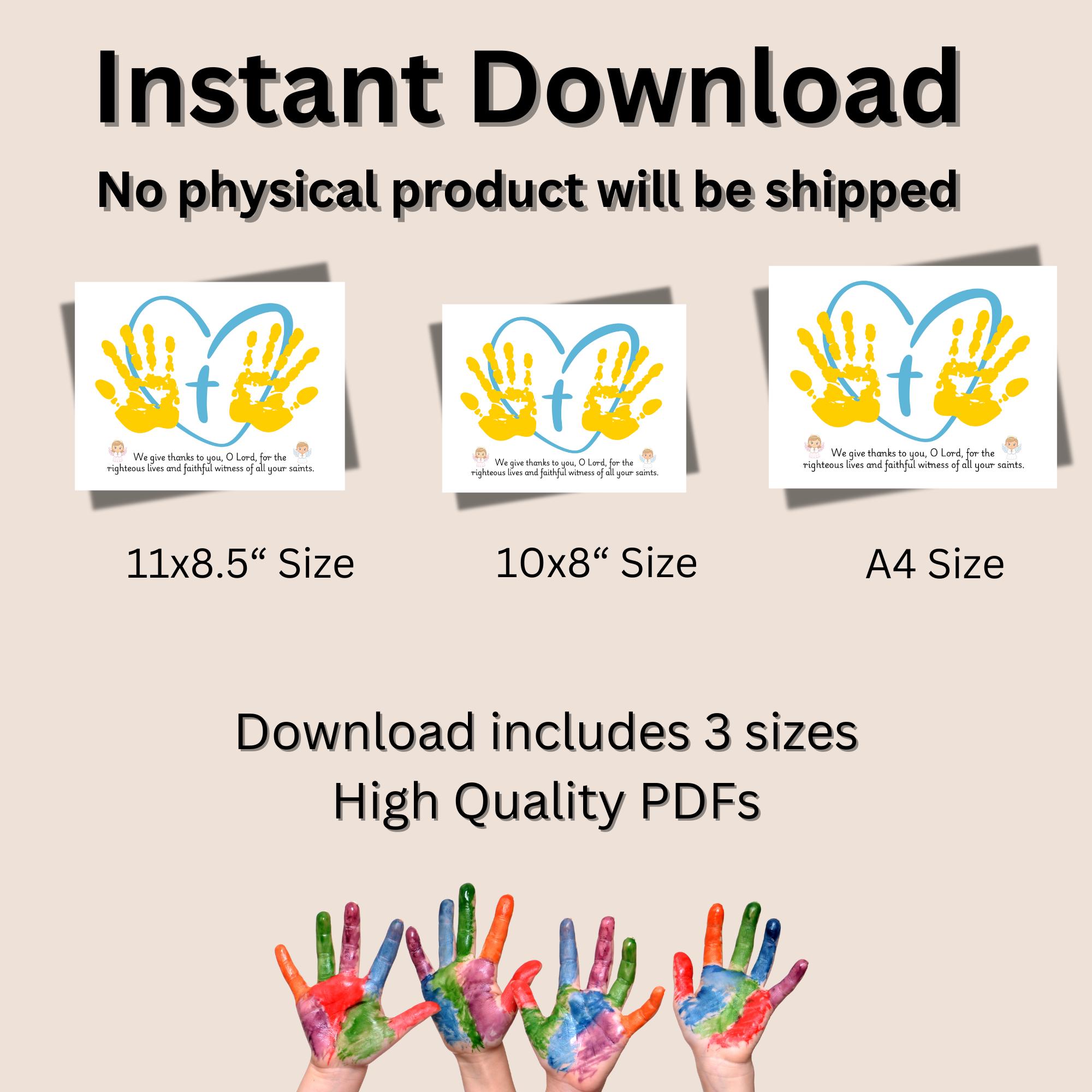 All Saints Day Handprint Craft, Handprint Art Prayer Hands, Preschool ...