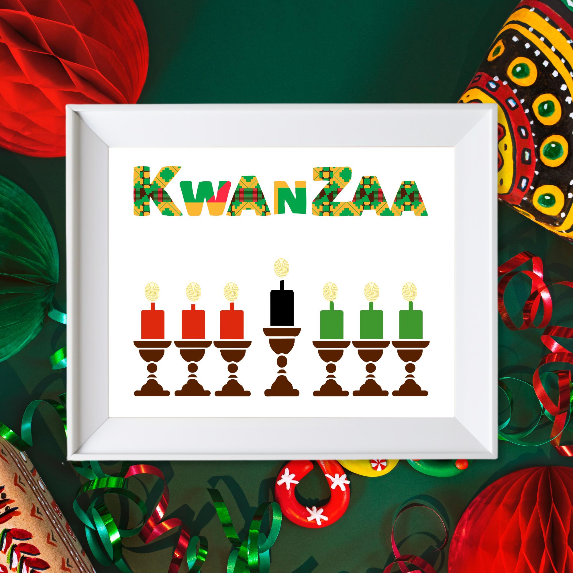 Kwanzaa Fingerprint Craft, Kwanzaa Handprint Art, Handprint Activity ...