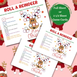 Roll a Reindeer Game, Printable Holiday Game, Christmas Party, Candy ...