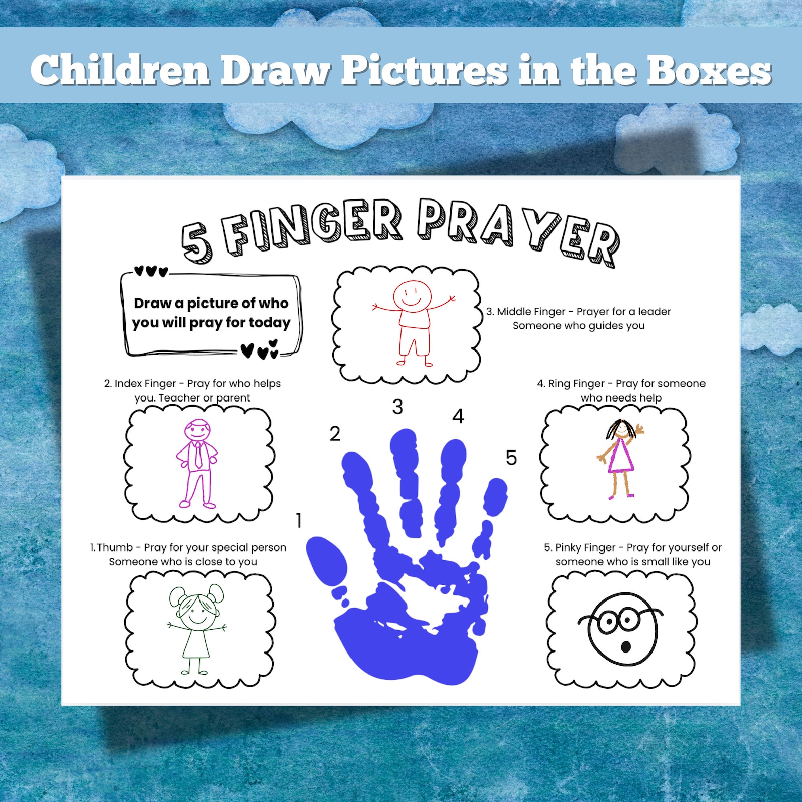 5 Finger Prayer Handprint Art, Sunday School Activity, Grow in Christ ...