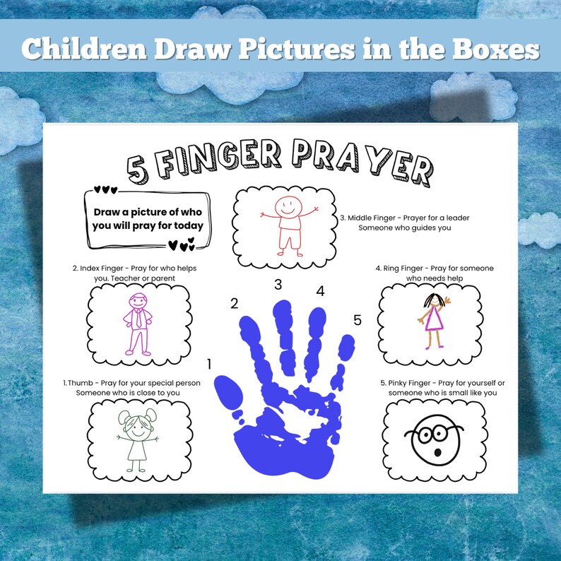 5 Finger Prayer Handprint Art, Sunday School Activity, Grow in Christ ...