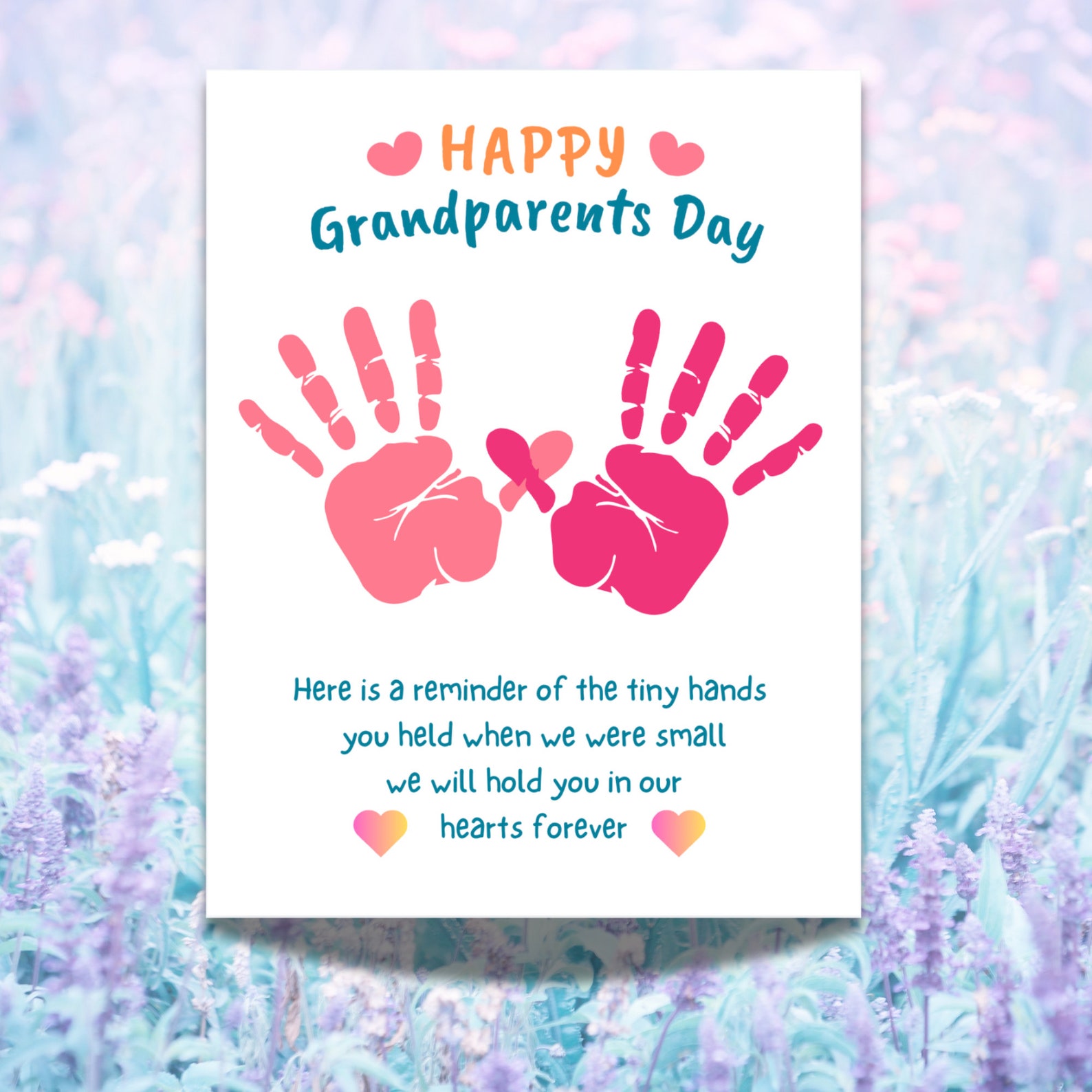 Grandparent's Day Handprint Art, Preschool Handprint Craft Activity for ...
