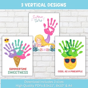 Summer Handprint Craft Bundle, Summer Handprint Art, Printable Activity ...