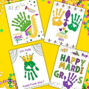 Mardi Gras Handprint Craft, Mardi Gras Handprint Art, Printable ...