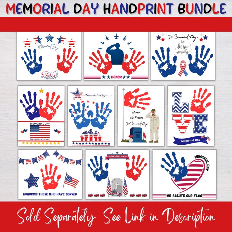 Memorial Day Handprint Craft, Memorial Day Handprint Art, USA Handprint ...