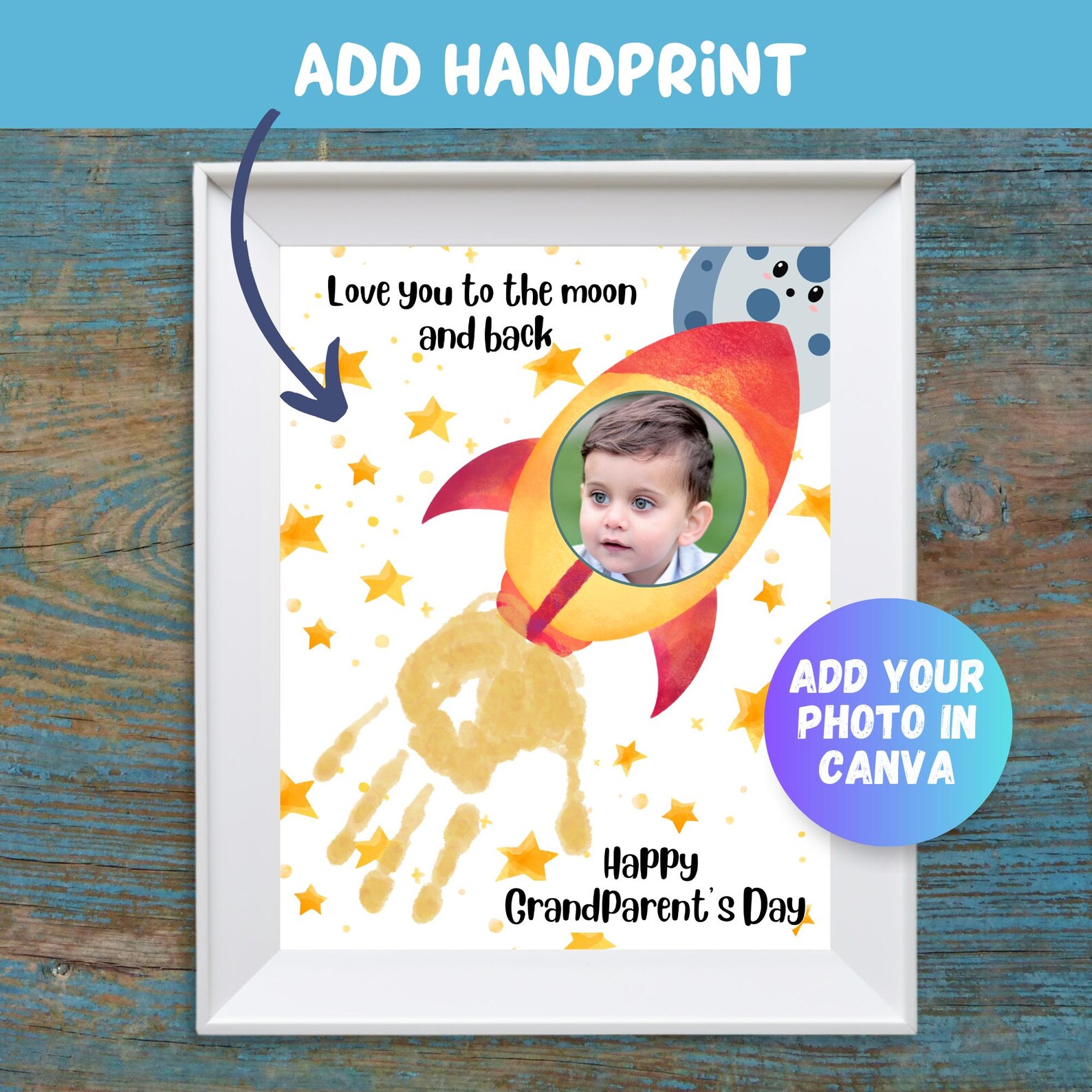 Grandparent's Day Fingerprint Craft With Child's Photo, Gift for ...