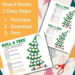 Roll a Tree Game, Printable Holiday Game, Christmas Party, Candy Game ...