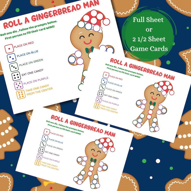 Roll a Gingerbread Man Game, Printable Holiday Game, Christmas Party ...