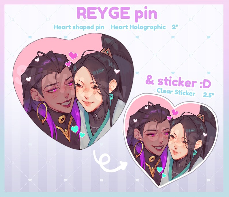 VALORANT REYGE Sage, Reyna 2 Heart Shaped Pin & Sticker - Etsy